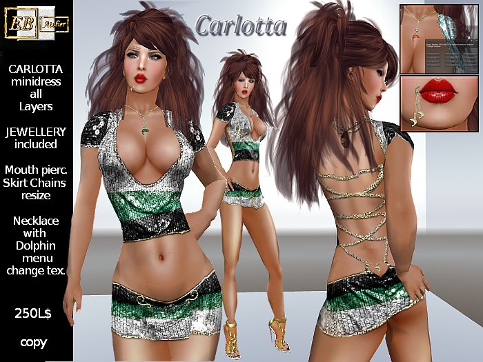 Second Life Marketplace - EB Atelier CARLOTTA *Peppermint* Minidress & Jewels -Wear it quickly ...